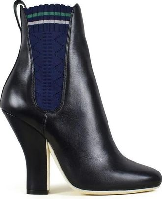Fendi Stiefel - Pointed Toe Black Leather Ankle Boots - Gr. 36 (EU) - in Schwarz - f&uuml;r Damen