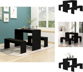 vidaXL 3-tlg. Essgruppe Schwarz Holzwerkstoff - Essgruppe - Esszimmertisch - Holzwerkstoff - Schwarz - Modern