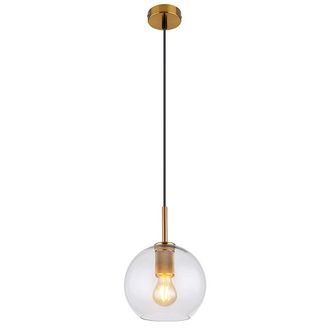 Globo Lighting LED H&auml;ngeleuchte messing Retro Kugelleuchte Glas klar Esszimmerlampe h&auml;ngend Kugel, Metall, 7W 806lm warmwei&szlig;, DxH 20x120 cm
