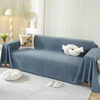 Shanna Einfarbig Sofa Überwurfdecke 1/2/3/4 Sitzer, Chenille Ganzjährig Nutzbar Sofabezug L Form U Ecksofa Große SofaÜberzug, Vielseitige Sofaüberwurf Couch 