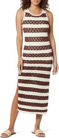 The Drop Ritu Crochet Maxi Dress pour Femme, Pointelle À Rayures Neutres, L