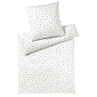 Elegante Mako Jersey Bettw&auml;sche Petals azurblau 1 Bettbezug 155 x 220 cm + 1 Kissenbezug 80 x 80 cm