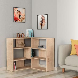 Decortie Decortie Molly Biblioth&egrave;que dangle moderne 3 &eacute;tages S&eacute;parateur de pi&egrave;ce Meuble de rangement autoportant Finition m&eacute;lamine Gris anthracite 89cm