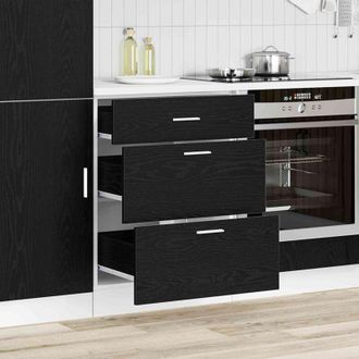 vidaXL vidaXL Meuble de cuisine bas avec tiroir Ch&ecirc;ne noir 60 x 46 x 81,5 cm