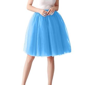 Generic Jupe en tulle pour femme - L&eacute;g&egrave;rement opaque - Avec taille haute &eacute;lastique - &Eacute;l&eacute;gante - Couleur unie - Jupe midi rockabilly - Jupe midi - Pour carnava