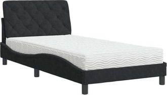 vidaXL Bett mit Matratze Schwarz 100x200 cm Samt Vidaxl