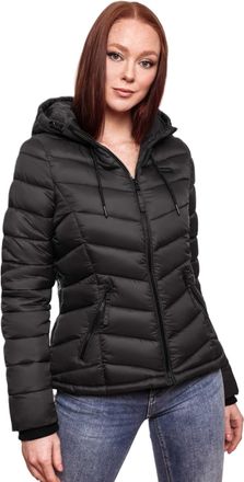 Marikoo Damen Jacke Steppjacke Winter Übergangsjacke gesteppt Herbst B403 [B403-Kuala-Schwarz-Gr.XL]