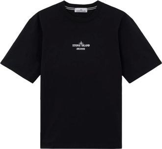 Stone Island Homme, Tops, Noir, Taille: XL Archivio Print T-Shirt
