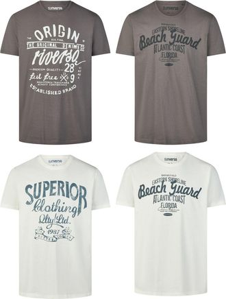 Riverso Tshirt Herren Baumwolle Regular Fit RIVLeon 4er Set Pack Rundhals Kurzarm Sommer Tee Shirt Print, Gr&ouml;&szlig;e:XXL, Farbe:Farbmix 6