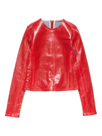 Acne Studios haut zipp&eacute; &agrave; manches longues - Rouge