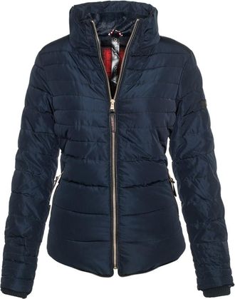 Marikoo Damen Winter Jacke Steppjacke Stehkragen Teddyfell warm gef&uuml;ttert B354 [B354-Amber-Blau-oK-Gr.S]