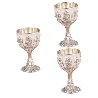 BESTONZON Mini Holzschalen 3 Stielgl&auml;ser Mit Messingdekor Whiskygl&auml;ser Edelstahl Weinbecher Kommunionbecher Weihnachten Merchandise Dekorativer Kelch Schnapsbec