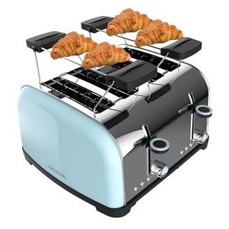 Cecotec Grille-pain vertical Toastin time 1700 Double Blue, 1700 W, Double fente courte et large de 3,8 cm, Varillas Sup&eacute;rieures, Acier Inoxydable, Arr&ecirc;t et P