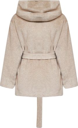 Herno Hooded Belted Alpaca Jacket - Beige