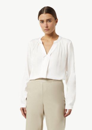 Comma Langarmbluse Bluse Satin-Bluse mit Zier-Detail am Ausschnitt