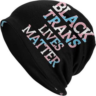 Generic Homme Femme Bonnet dhiver Les Vies Trans Comptent LGBT Bonnets De Ski Classique Bonnet &Agrave; Revers Mode Bonnets Tricot&eacute; pour Quotidien Cyclisme Course