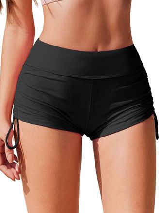 Ekouaer AIMAGE Badeshorts Damen Schwarz - Badehose Damen - Schwimmshorts Frauen - UV Schutz Schwimmhose Kurze Locker Boardshorts f&uuml;r Strand Surf Beach XXL