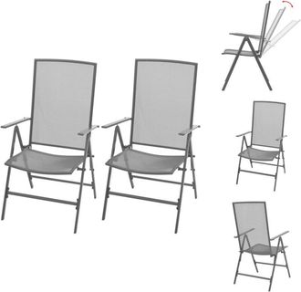 vidaXL Vidaxl - Stapelbare Gartenst&uuml;hle 2 Stk. Stahl Grau - Verstellbarer Gartenstuhl - Stahlgartenstuhl - Outdoor Stuhl - Balkonstuhl - Gartenm&ouml;beln