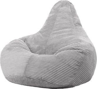Icon Brand Dalton Sitzsack Cord, Grau, Gaming Sitzsack Erwachsene mit Füllung, Bean Bag, Cord Sessel, Lounge Sessel, Lounge Stuhl, Schlafzimmer, Wohnzimmer, Wohn