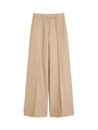 Max Mara Pantalon Regular Fit En Lin Natt&eacute; Camel