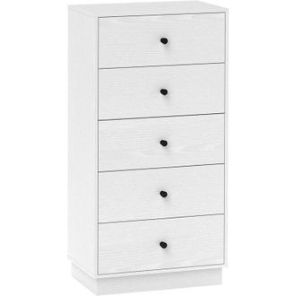 HOMCOM Homcom - Commode haute 5 tiroirs style contemporain - 47 x 29 x 95 cm - poign&eacute;es noir effet bois blanc
