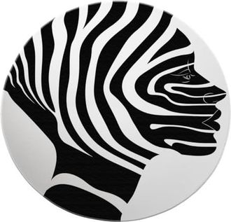 Generic Noir et Blanc z&egrave;bre Texture Abstrait Visage Impression dArt Tapis Ronds antid&eacute;rapant &agrave; Poils Ras Tapis pour Salon Chambre &agrave; Coucher Bureau d&eacute;cor int&eacute;r