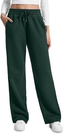 CRZ YOGA Femme Pantalon de Surv&ecirc;tement Quotidien Doublure en Coton et Polaire Chaud Doux Jambes Droites avec Poches L&eacute;gende Vert 40