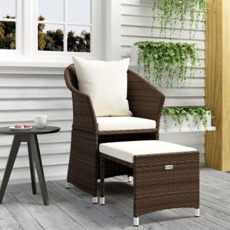 vidaXL Salon de jardin 2 pcs avec coussins Marron R&eacute;sine tress&eacute;e Vidaxl