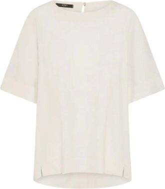 Seventy Femme, Tops, Blanc, Taille: 38 FR Tunique &agrave; Manches Courtes en Cr&ecirc;pe de M&eacute;lange de Soie