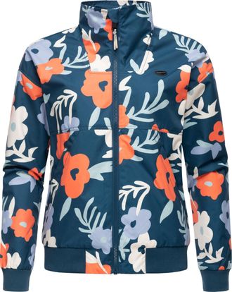 Ragwear leichte wasserdichte Damen Oversize Übergangsjacke kurz mit modischem Allover-Print Goona Print YOUMODO Petrol Gr. XXL