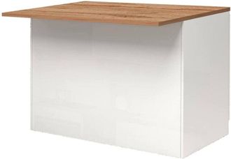 Dmora Kücheninsel Emmanuel, 2-türiger Küchenschrank, zusätzlicher Ablagetisch, 100 % Made in Italy, 125 x 90 x 90 cm, glänzendes Weiß und Schiefer - Dmora