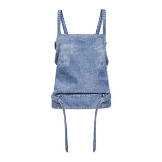 Diesel Femme, Tops, Bleu, Taille: 40 FR Top &agrave; col carr&eacute;