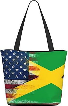 AOOEDM Drapeau am&eacute;ricain et drapeau jama&iuml;cain Sac &agrave; provisions pour femme 33 x 28 x 17 cm. Le cadeau parfait pour la Saint-Valentin. Cest de la Saint-Valenti