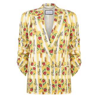 Philipp Plein Femme, Vestes, Jaune, Taille: 36 FR Double-Breasted Duke Blazer