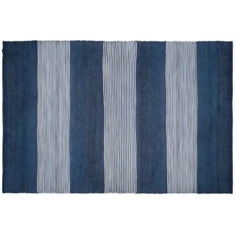 Vente-Unique Tapis en jute tissé à la main KOCHI - 160 x 230 cm - Bleu marine et blanc