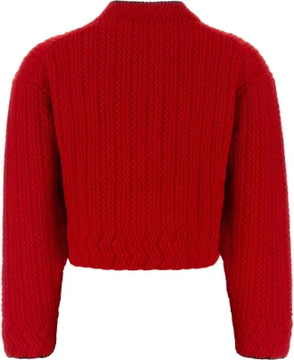 Chlo&eacute; Embroidered Wool-Blend Cardigan - Red