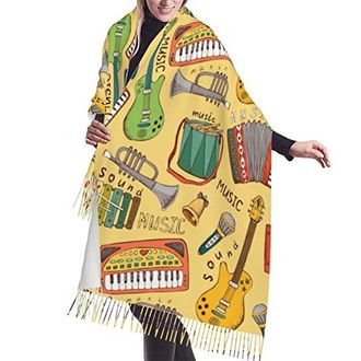 Generic Classique Écharpe Châle Instrument de musique jaune Echarpe Hiver Femme Mode Wrap pour Homme Femmes Party 68X196cm