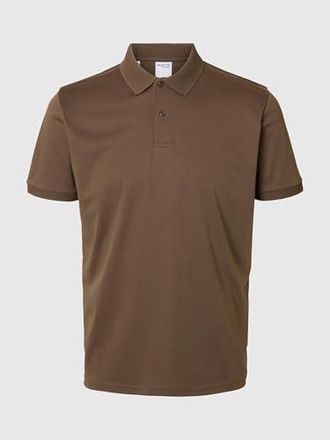 Selected Slhfave Button SS Polo Noos pour Homme, Morel, M