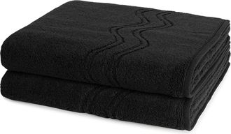 ROSS 2 teiliges Frottier-Set - Cashmere Feeling (2 X Duschtuch im Set) - 520 g/m2 - Baumwolle - Walkfrottee - saugstark - weich und flauschig - Schwarz