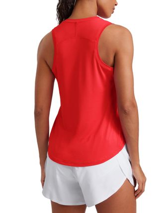 CRZ YOGA Damen Sport Tank Top Racerback Ärmelloses Yoga Oberteile Sommer Fitness Tops Gym Leichte Sporttop Tiefrot 34