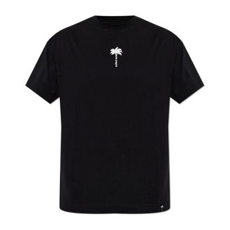 Palm Angels Logo T-Shirt - - Tops - Herren - Schwarzk - XS
