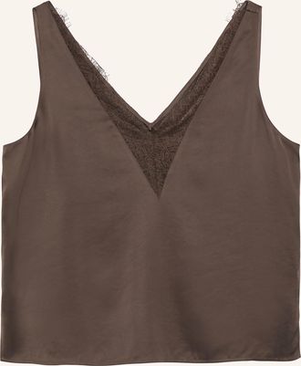 Comma Comma Blusentop Aus Satin braun