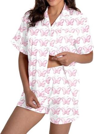 Generic Tenue deux pi&egrave;ces pour femmes 2026 Saint-Valentin pour femmes ensemble de shorts &agrave; manches courtes et col en V (5), rose, XXL