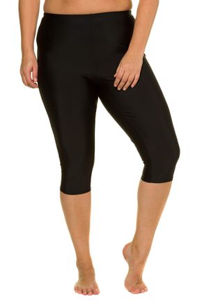 Ulla Popken Damen Schwimm-capri Badehose, Schwarz, 42 EU