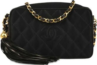 Chanel 1992 gesteppte Kameratasche mit Kettenriemen - Schwarz