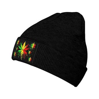 Generic Bonnet Beanie Feuilles De Marijuana Reggae Jamaïcaines Doux Knit Cuffed Beanie Léger Chapeau pour Homme Course Femme