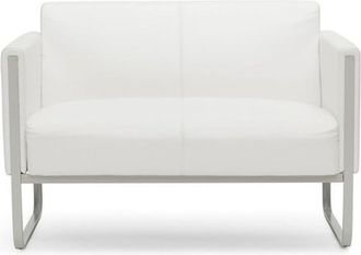 hjh OFFICE Lounge-Sofa 2-Sitzer Aruba Kunstleder Polstersofa Couch modern mit Metallgestell, 111 x 78 x 71 cm, Weiß