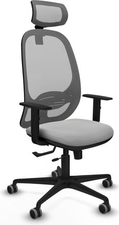 Piqueras y Crespo Schreibtischstuhl, Grau, Rollen mit 1D-Armlehnen, h&ouml;henverstellbare Lendenst&uuml;tze und Kopfteil, h&ouml;henverstellbar und neigbar, Grau/Hellgrau