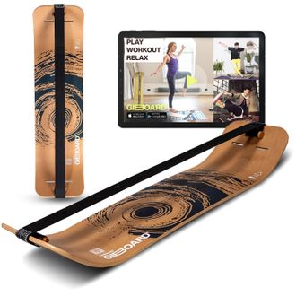 GIBBON Gibbon Giboard Set Active Black - Komplettes Slackline Balance Board - inklusive Gurt & Spannsystem - Buchenholz FSC - Schwarzes Design f&uuml;r Fitness & 