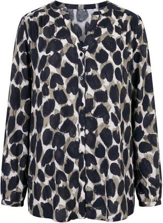 Ulla Popken Longbluse Bluse bedruckt A-Linie Rundhals Langarm